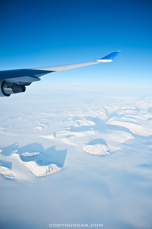 View from airplane window of greenland | Cody Duncan Photography